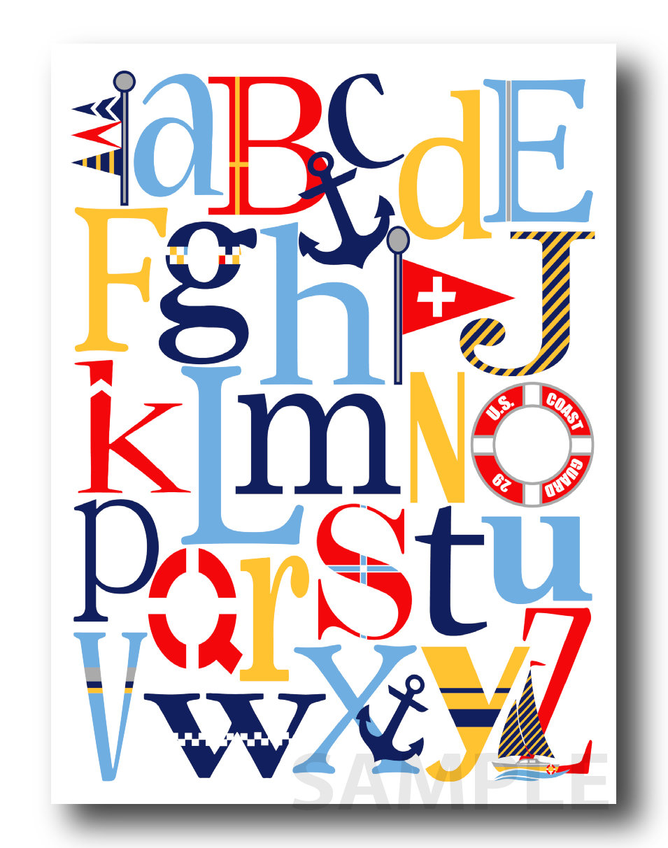 NAUTICAL ABC Nursery Art Print - Etsy
