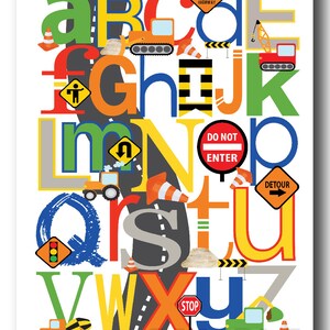 CONSTRUCTION ABC Nursery Art Print - Etsy