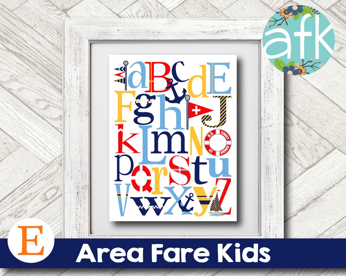 NAUTICAL ABC Nursery Art Print - Etsy