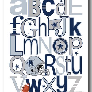 Dallas COWBOYS Football Team NFL ABC Nursery Art Print - Etsy