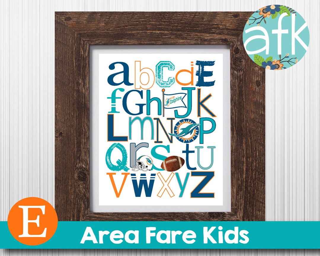 MIAMI DOLPHINS Football Team NFL Abc Nursery Art Print - Etsy