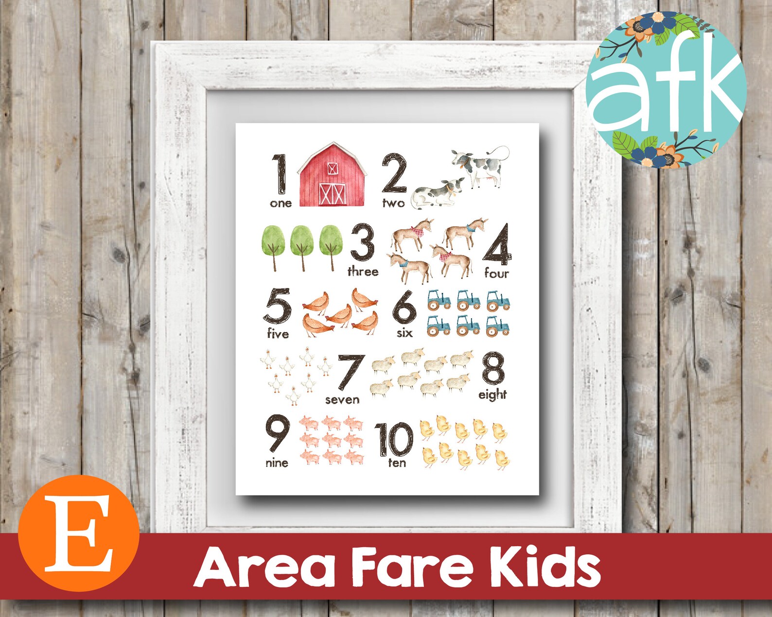Down on the Farm 123 Nursery Numbers Art - Etsy
