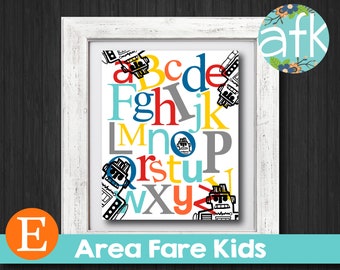 Big Robot Alphabet Art Print - Robot Poster, Baby Art, Robot Nursery ...