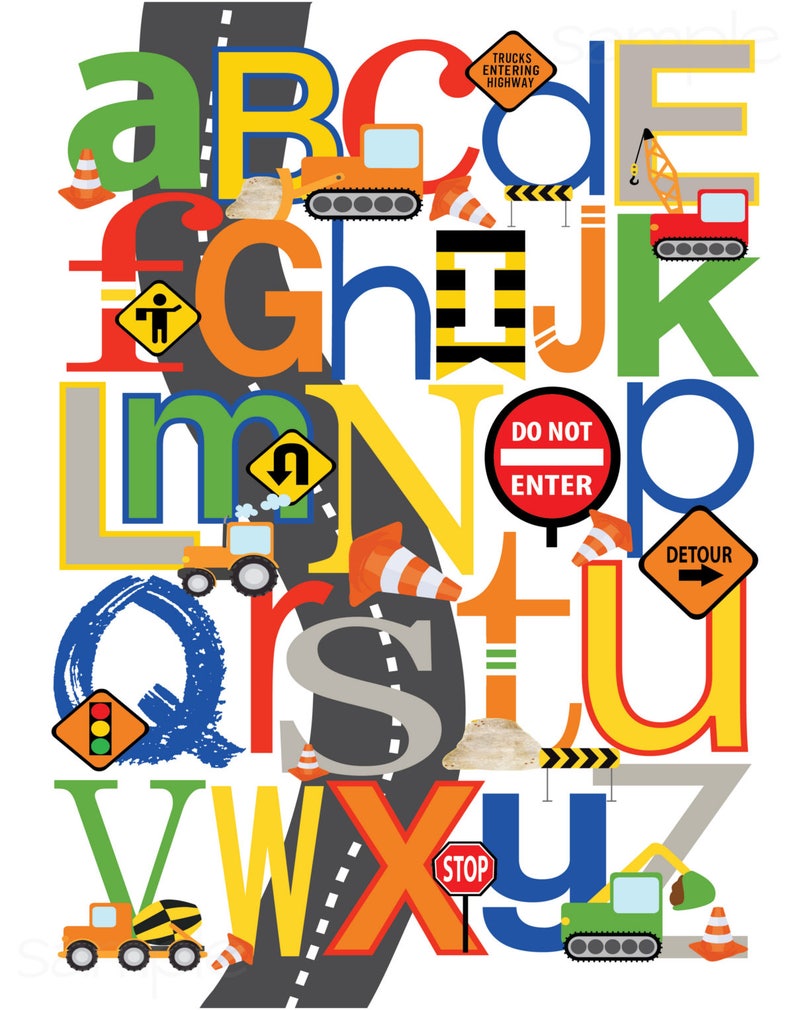 CONSTRUCTION Collection ABC Nursery Art PDF Dowload - Etsy