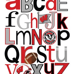 WISCONSIN BADGERS Collegiate Collection ABC Nursery Art Print - Etsy