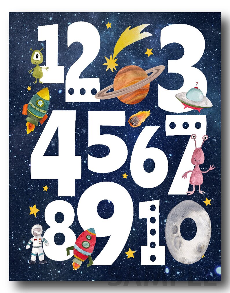 Out of This World Space ABC Alphabet Kids Room Toy Room or - Etsy