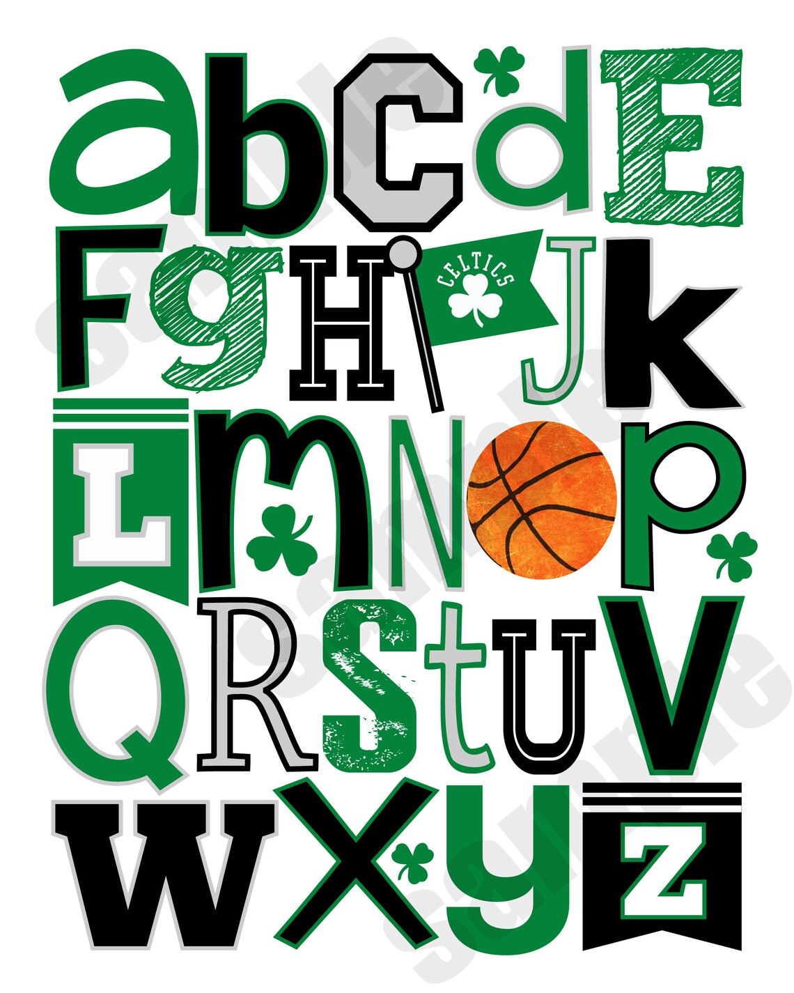 BOSTON CELTICS ABC Nursery Art Print - Etsy