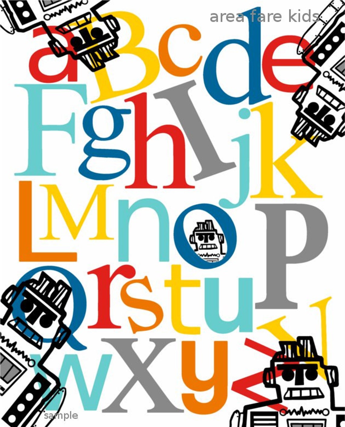 Alphabet Robot ABC Nursery Art Print | Etsy