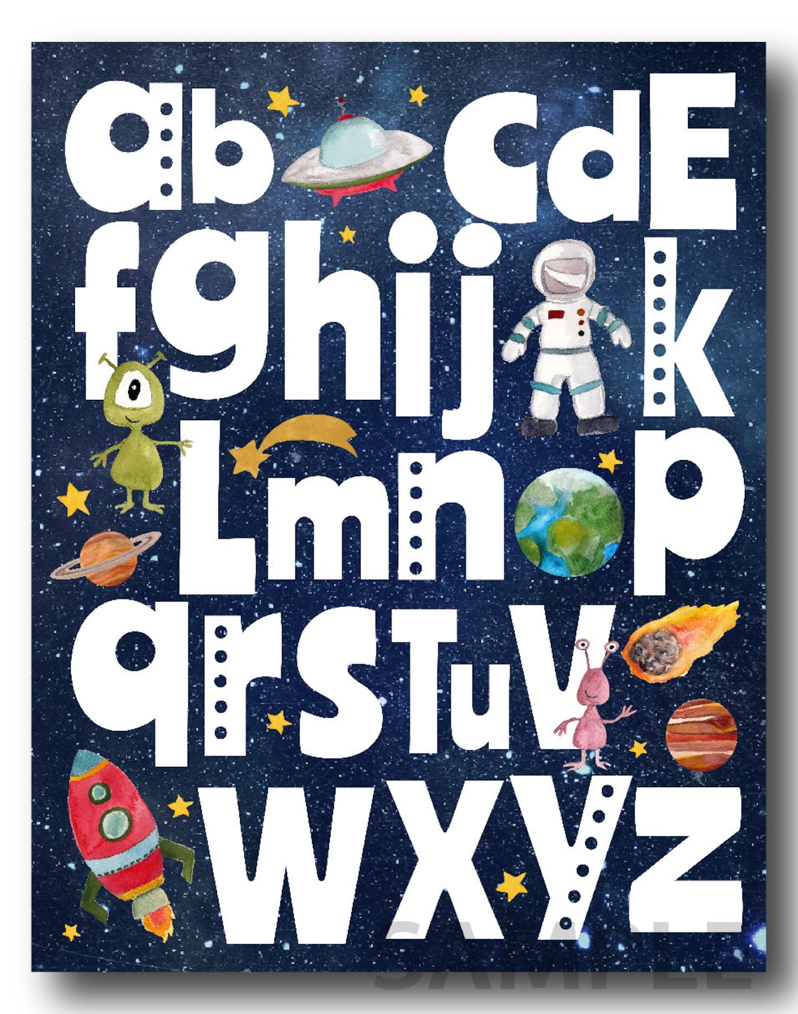 Out of This World Space ABC Alphabet Kids Room Toy Room or - Etsy