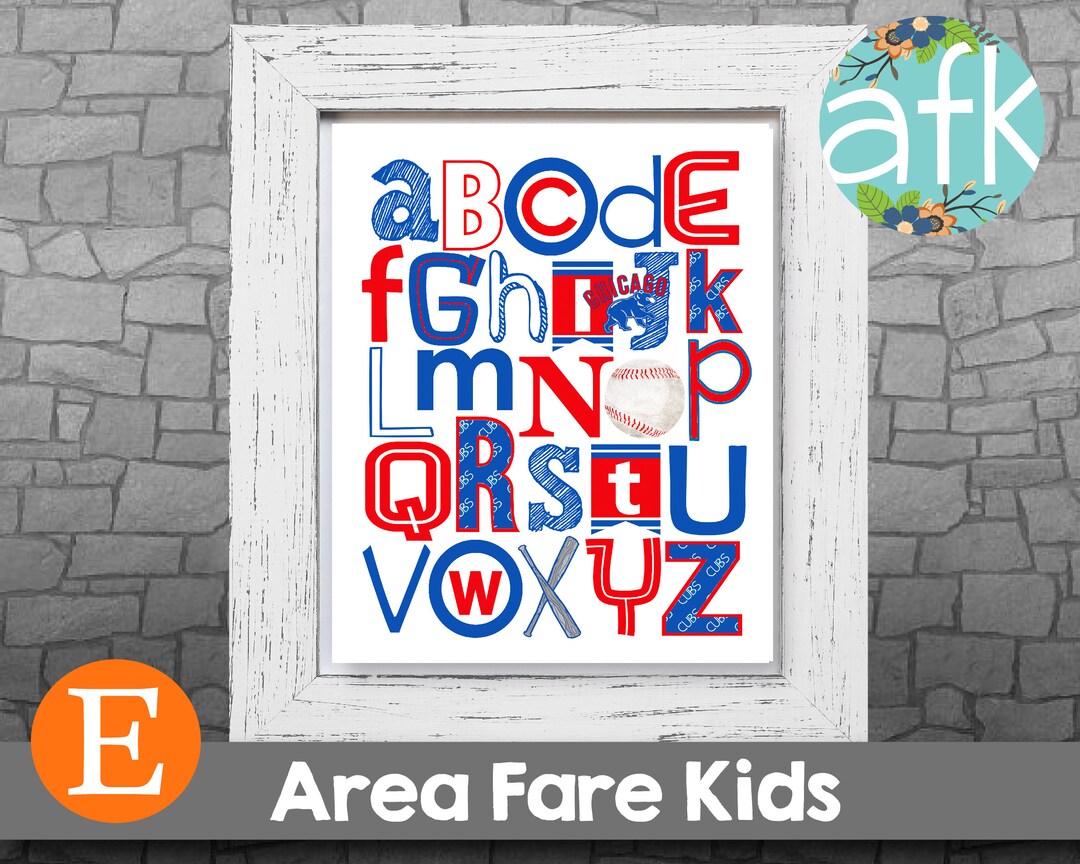 CHICAGO CUBS Baseball Team Mlb Abc Nursery Art Print - Etsy