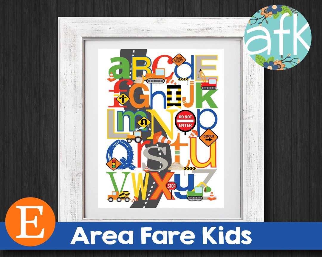 CONSTRUCTION ABC Nursery Art Print - Etsy