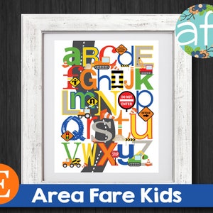 CONSTRUCTION ABC Nursery Art Print - Etsy