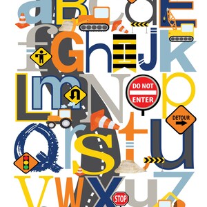 CONSTRUCTION ABC Nursery Art Print | Etsy