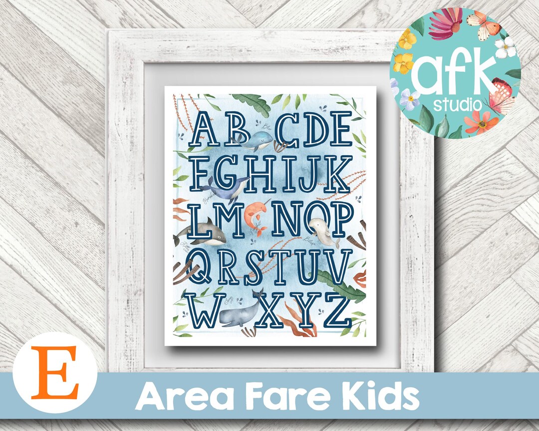 Whales Alphabet Nursery Art Print: Ocean Life Watercolor - Etsy