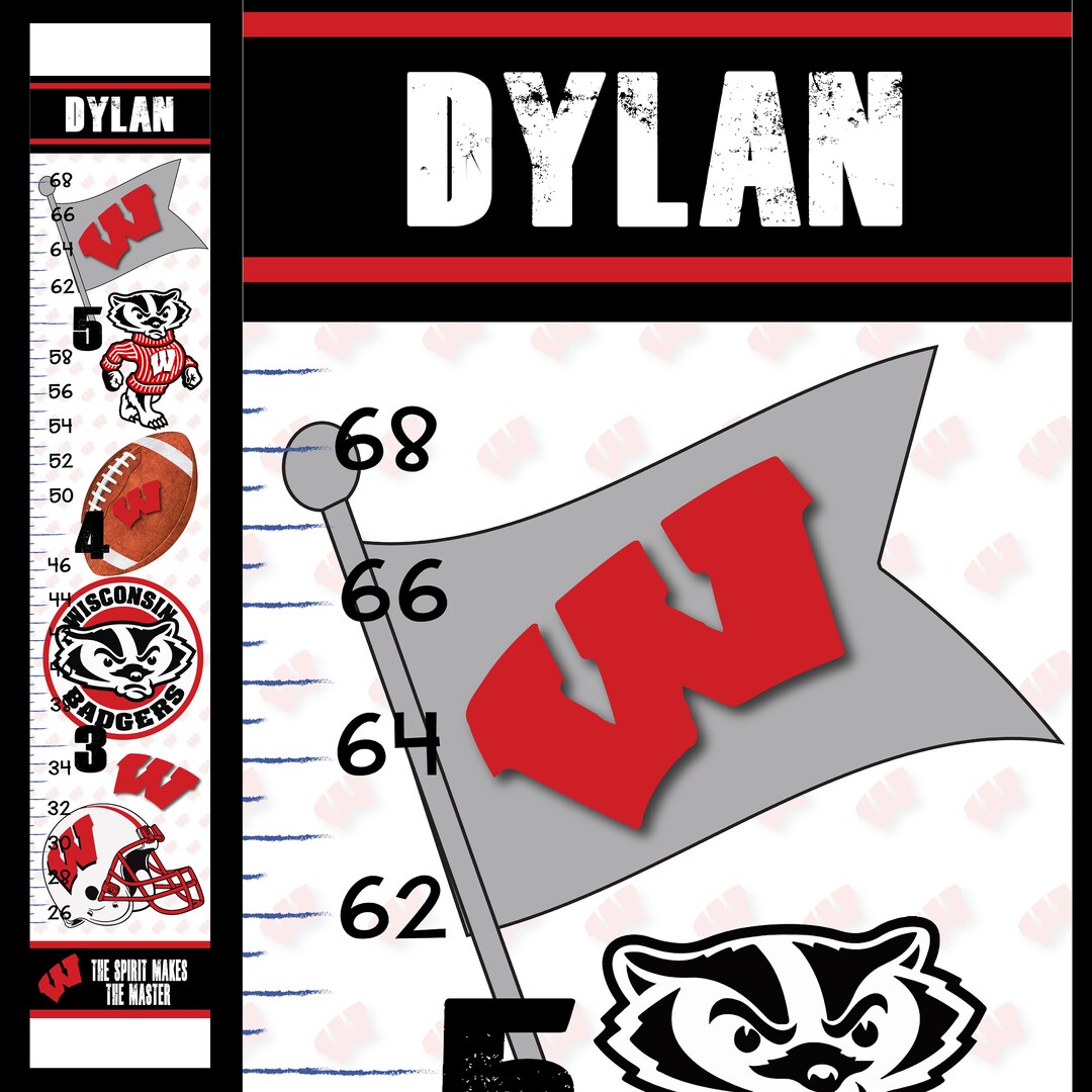 Wisconsin Badgers GROWTH CHART Custom Canvas Wall Hanging - Etsy