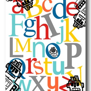 Alphabet Robot ABC Nursery Art Print - Etsy