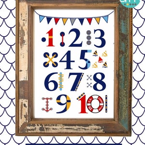 Nautical Numbers Nursery Art Print - Etsy