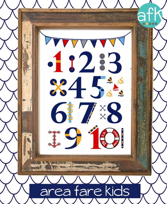 Nautical Numbers Nursery Art Print - Etsy