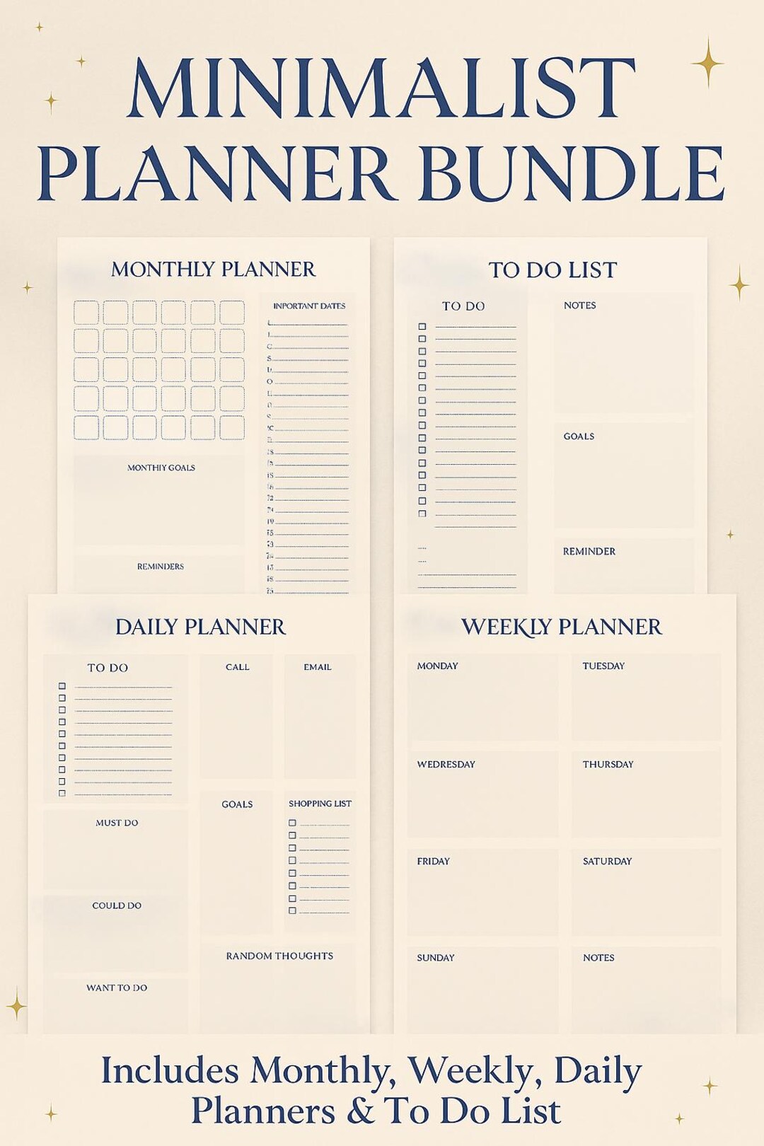 Printable Planner Bundle | Daily, Weekly, Monthly & To-do List ...