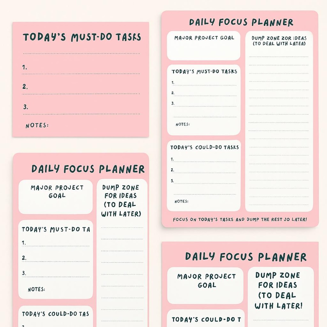 Daily Focus Planner | Printable Productivity Template | To-do List PDF ...