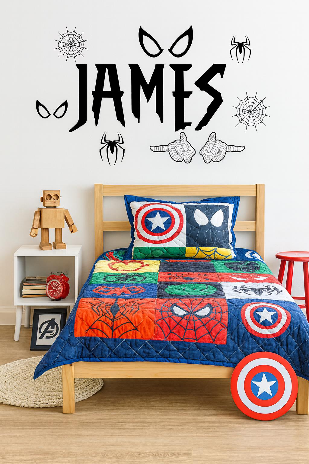 Personalized Spiderman Name Wall Decal for Kids Bedroom Custom ...