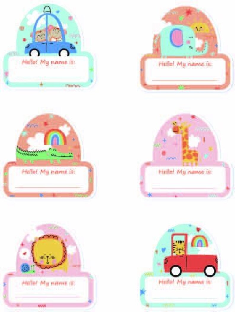 First Day of School Name Tags | Printable Labels | A4 Sheet With 6 Tags ...