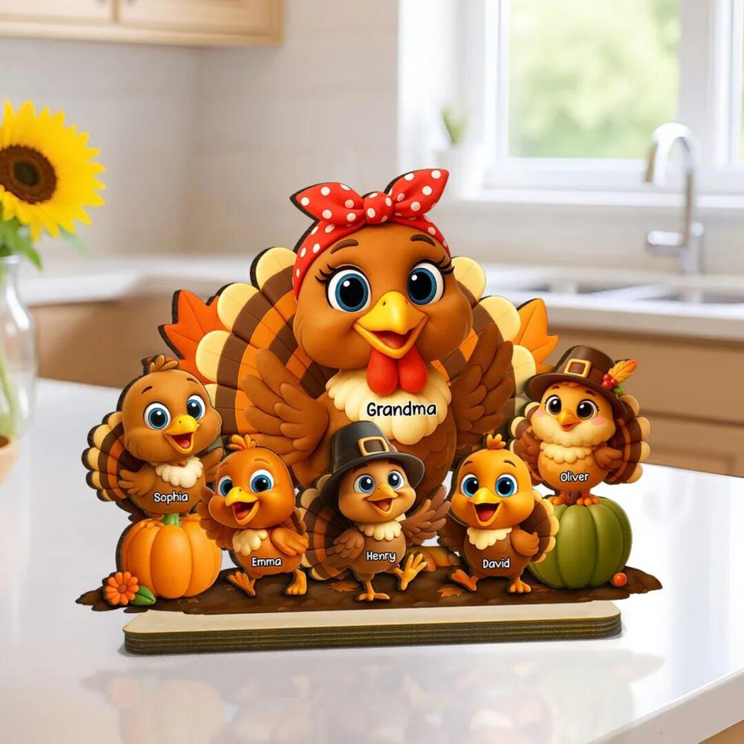 Personalized 3D Turkey Wooden Plaque: Thanksgiving Fall Decor - Etsy