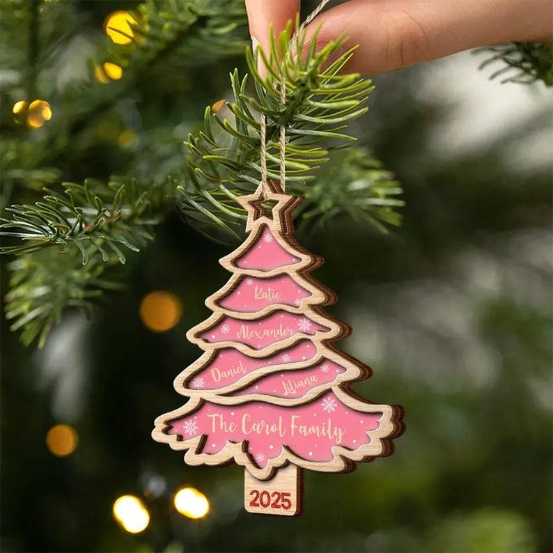 Personalized Christmas Tree Ornament: 2-layered Wooden Family Keepsake ...