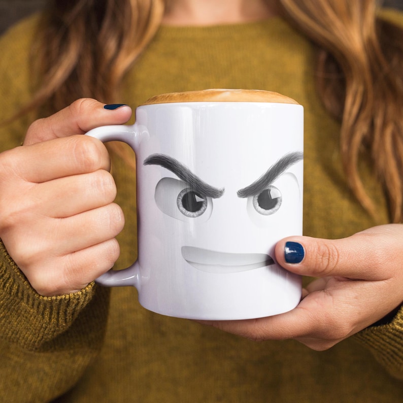 Angry Face Coffee Mug – Funny Heat Reveal Cup, Unique Gift for Men ...
