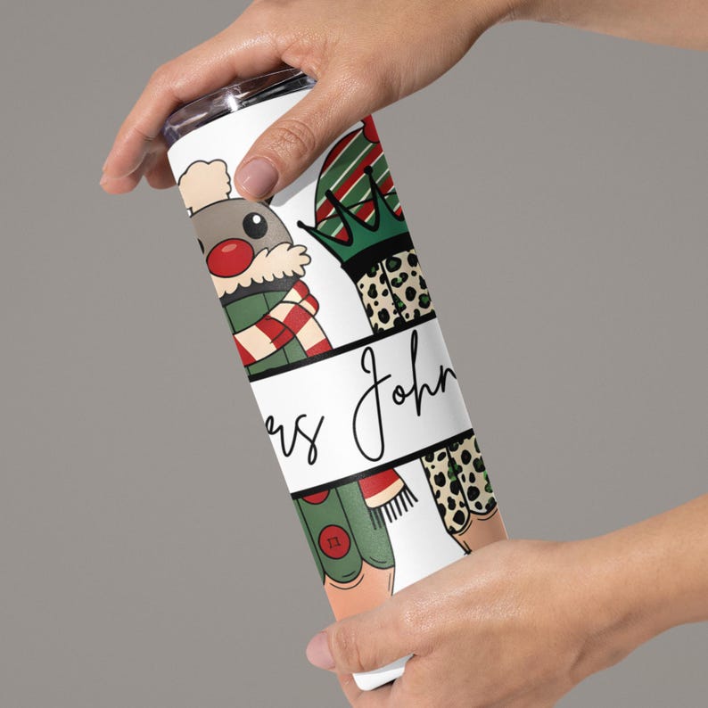 Personalized Christmas Teacher Tumbler, Custom Name Pencil Design ...