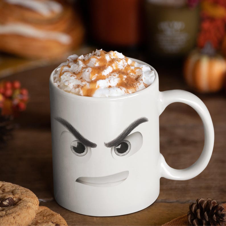 Angry Face Coffee Mug – Funny Heat Reveal Cup, Unique Gift for Men ...