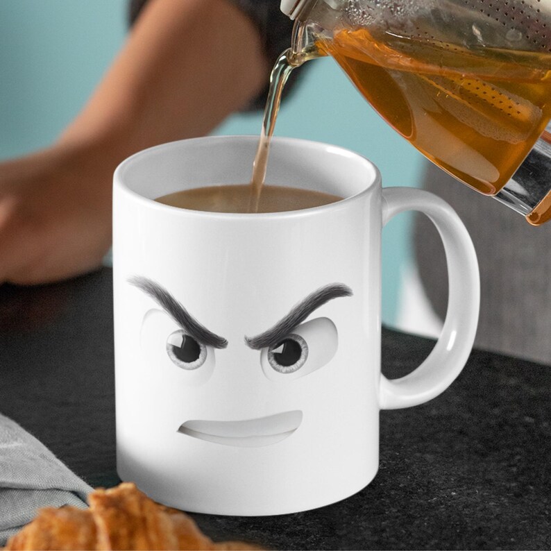 Angry Face Coffee Mug – Funny Heat Reveal Cup, Unique Gift for Men ...