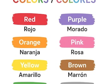 Bilingual Colors Chart: English Spanish Learning Poster (digital ...