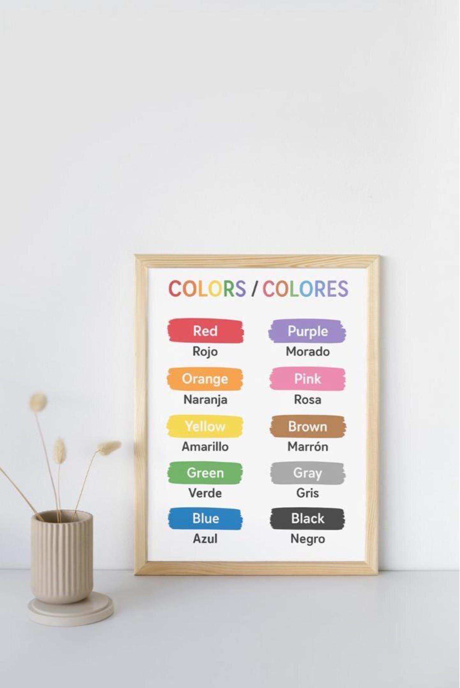 Bilingual Colors Chart: English Spanish Learning Poster (digital ...