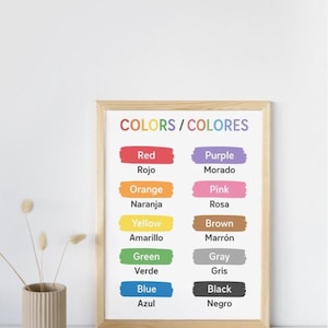 Bilingual Colors Chart: English Spanish Learning Poster (digital ...