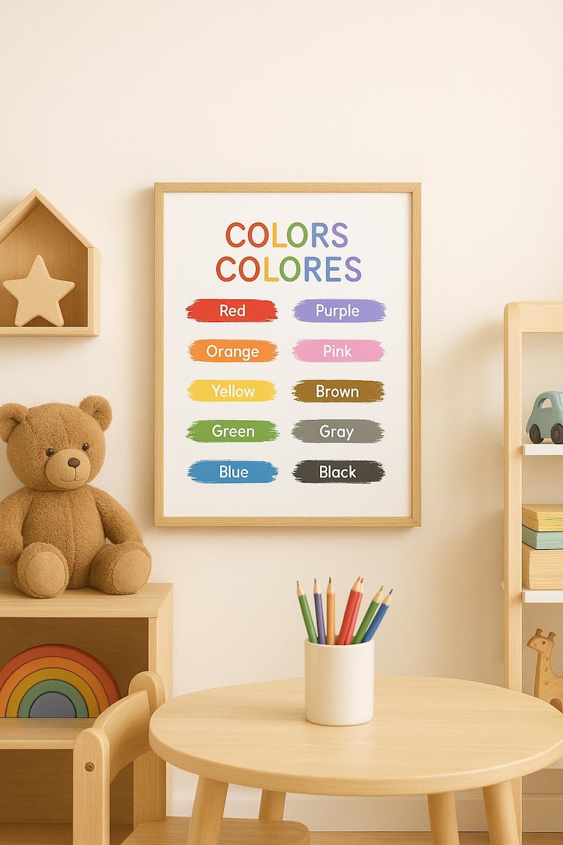 Bilingual Colors Chart: English Spanish Learning Poster (digital ...