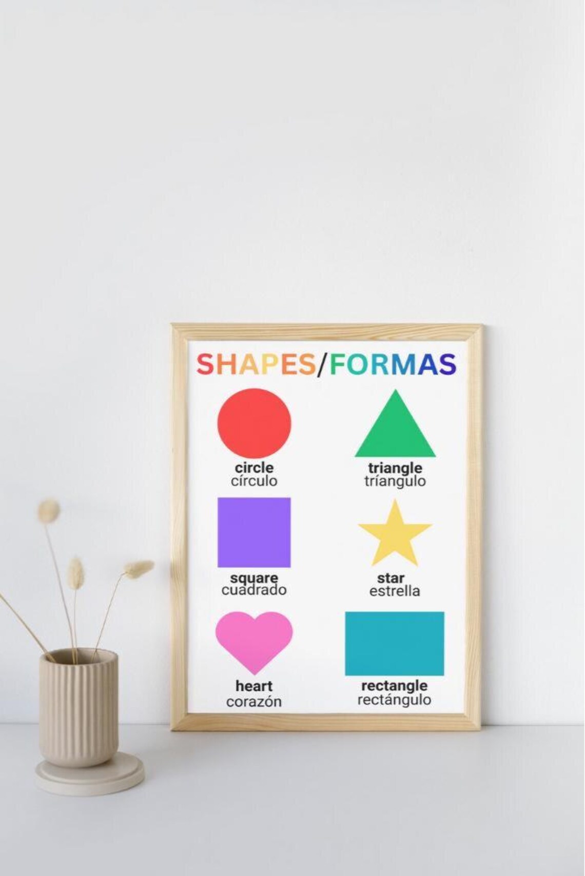 Bilingual Shapes Poster: English & Spanish Learning Chart (PDF Pattern ...