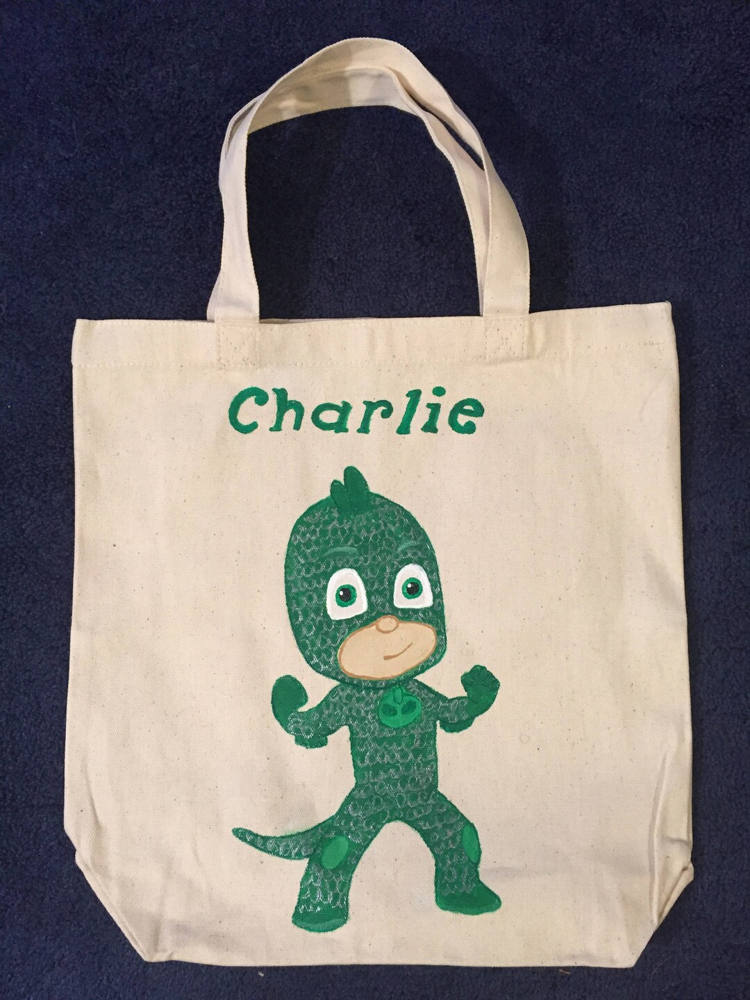 Gekko From PJ Masks Inspired Handpainted Canvas Bag - Free ...