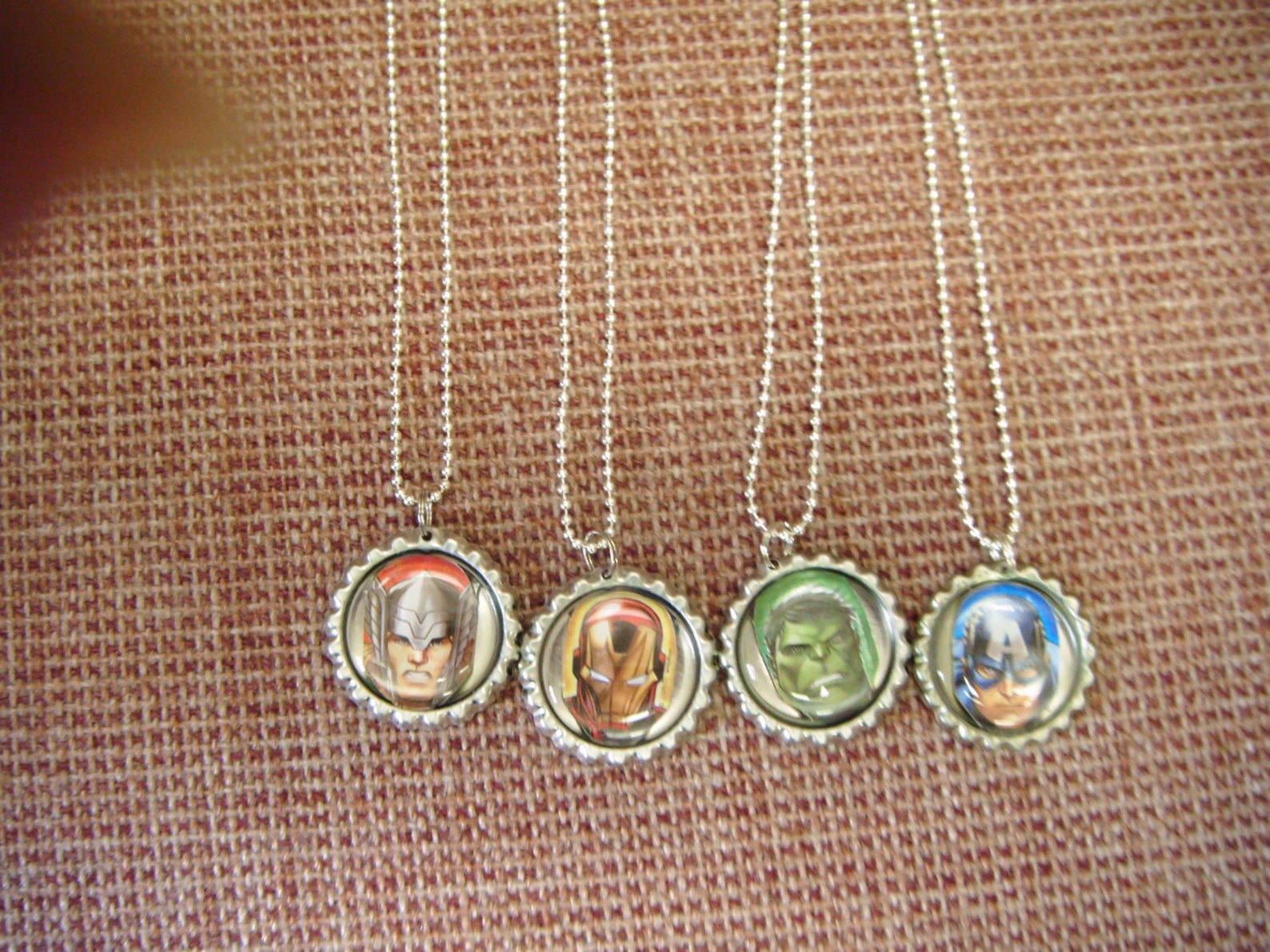 Set of Four Marvel Super Hero Inspired Bottle Cap Necklaces - Etsy