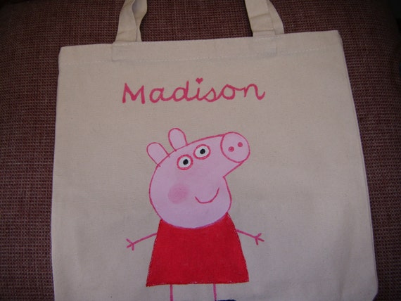 Hand Painted Peppa Pig Inspired Bag Free Personalization | Etsy