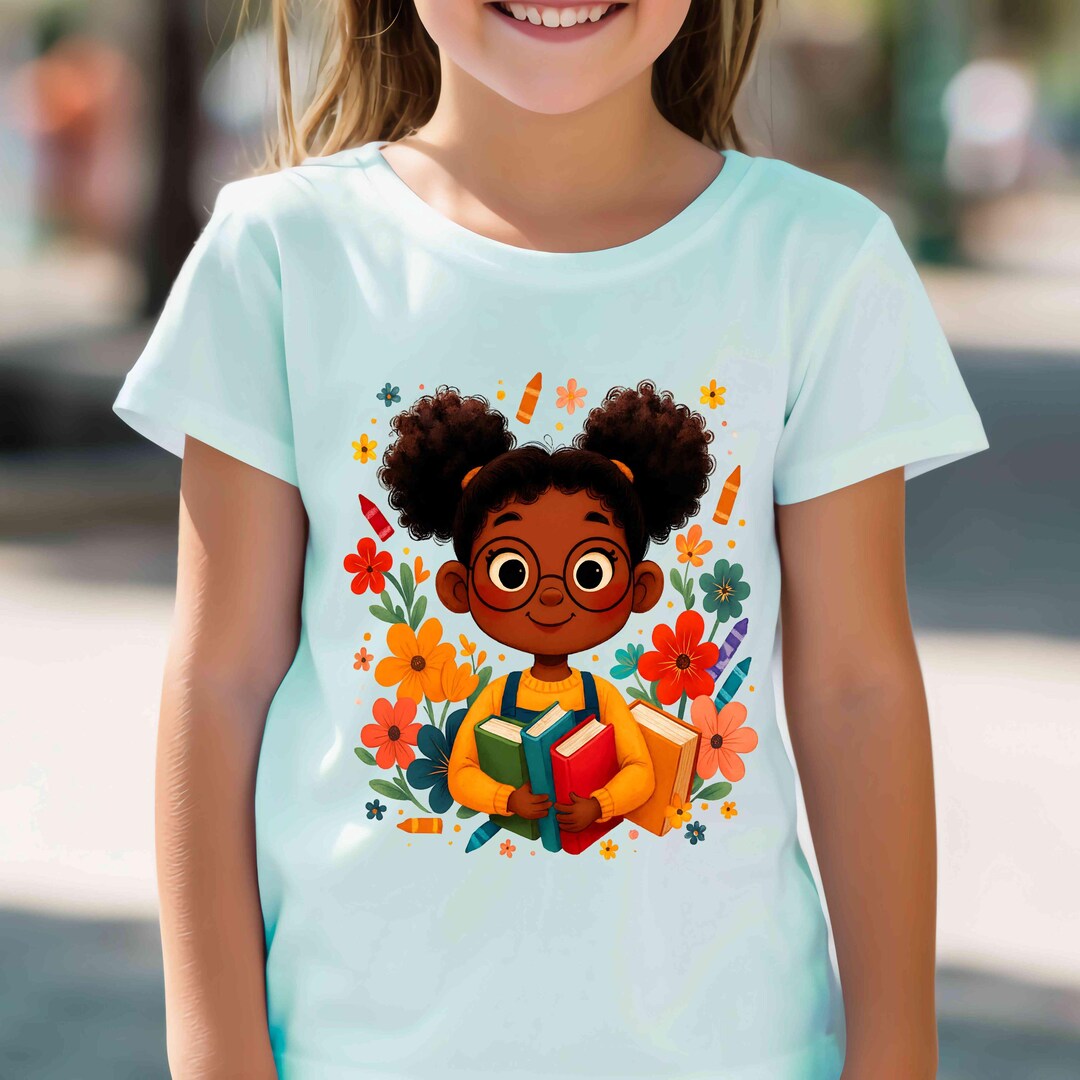 Little Black Girl Cartoon, PNG, Back to School, 1st Day of School ...