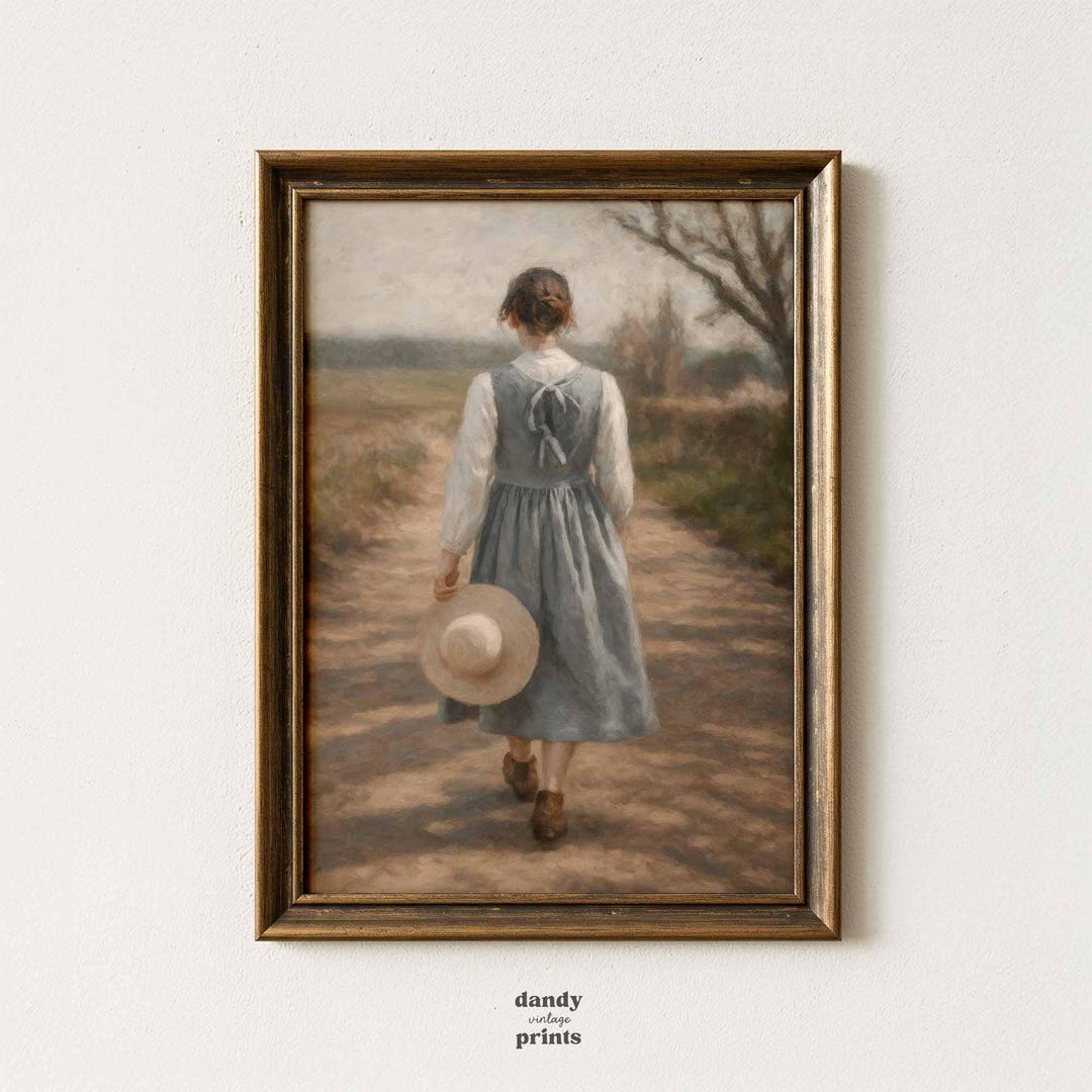 Cottagecore Woman Portrait Print: Vintage Autumn Wall Art (digital ...