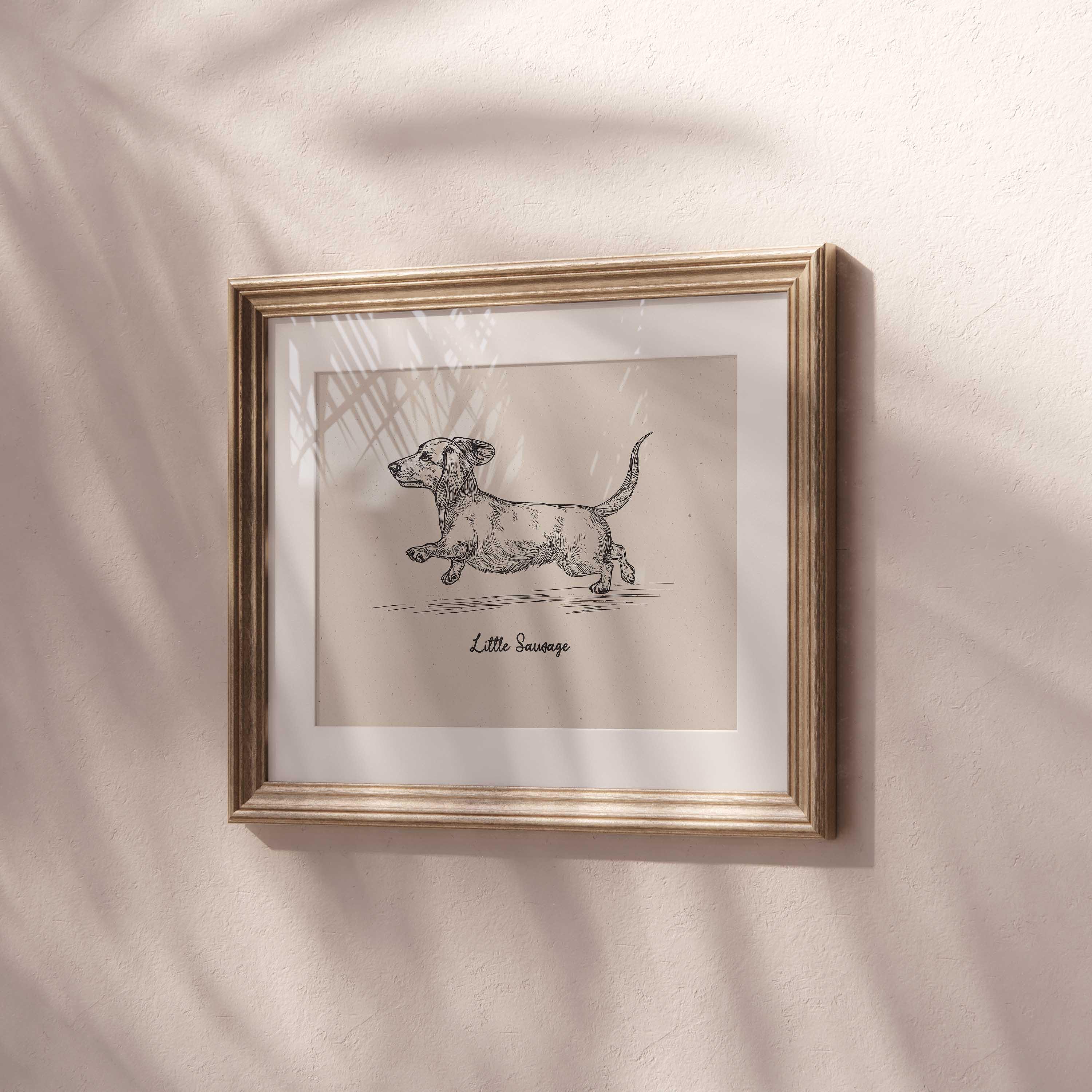 Dachshund Weiner Dog Art Print: Cottage Core Neutral Wall Decor ...