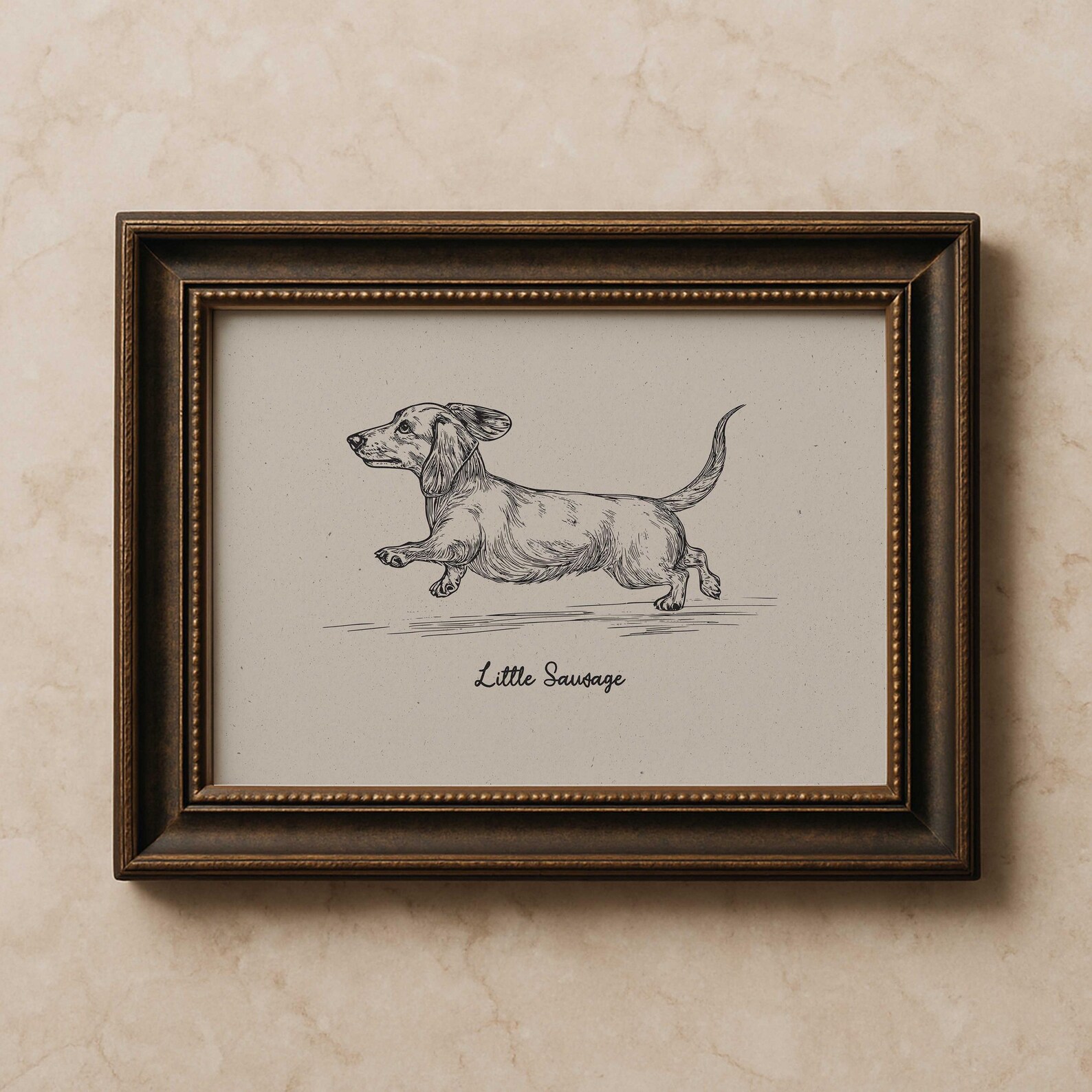 Dachshund Weiner Dog Art Print: Cottage Core Neutral Wall Decor ...