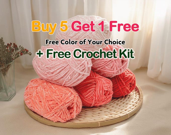 Premium Soft Velvet Chenille Yarn 40g, Thin Yarn for Amigurumi, Crochet ...