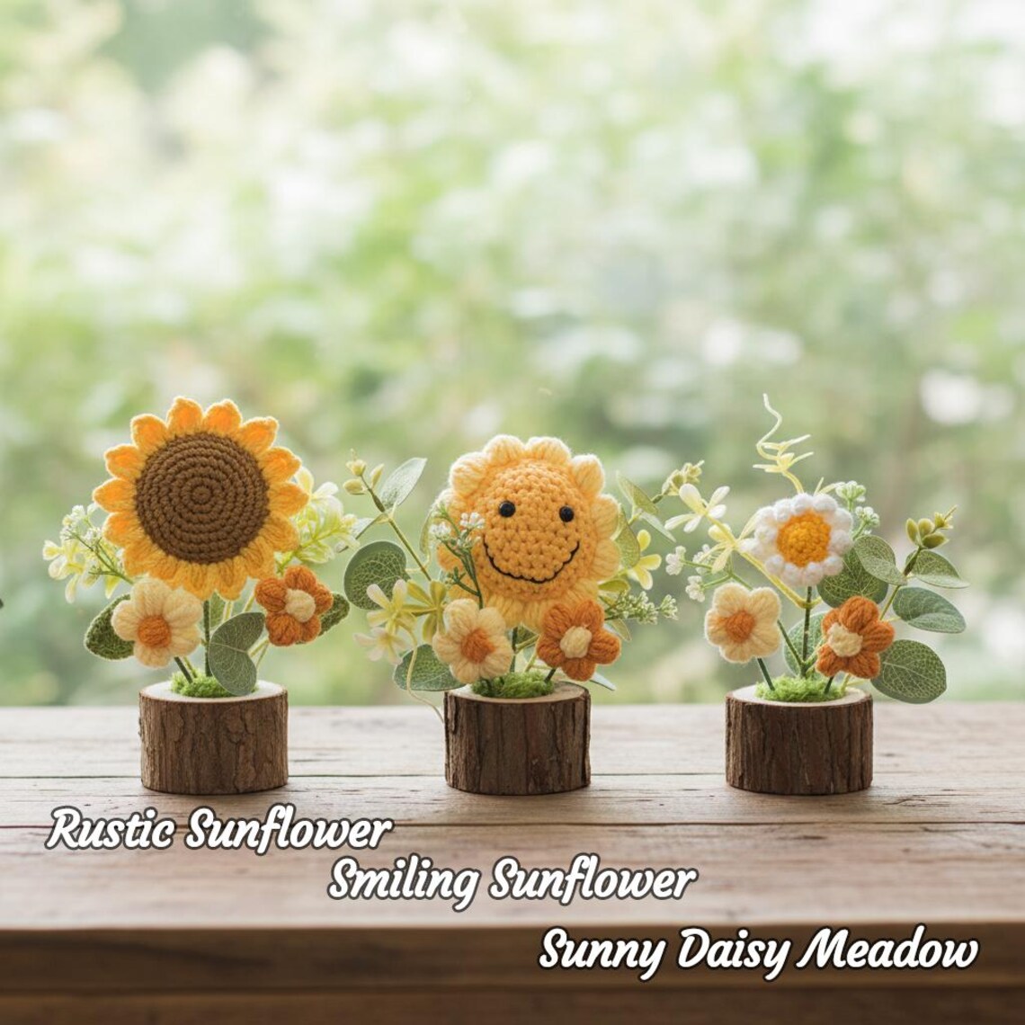 Handmade Crochet Plant, Everlasting Sunflower for Desk, Cozy Home Decor ...