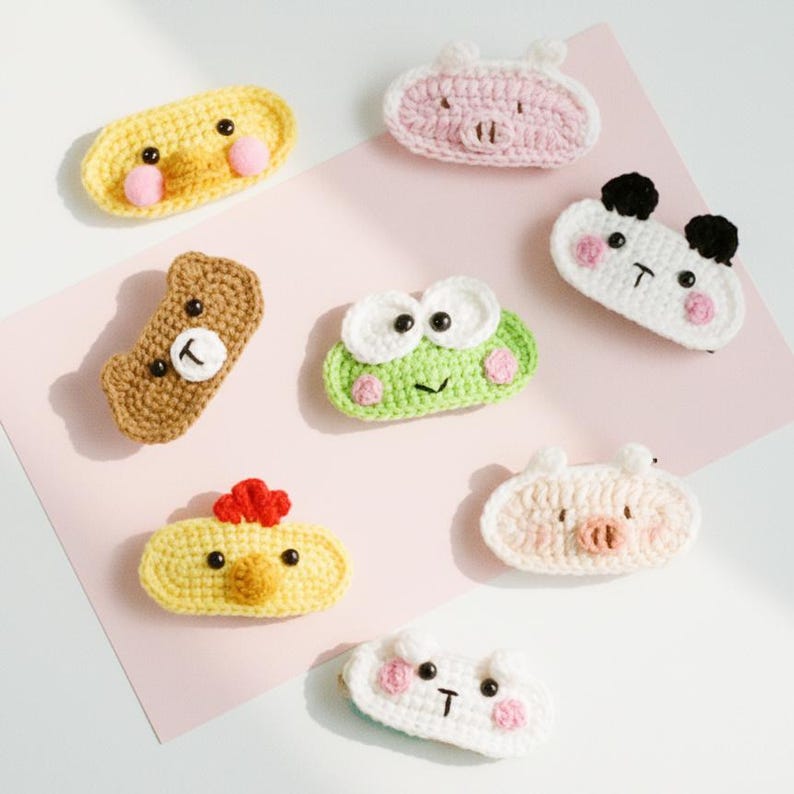 Cute Crochet Animal Hair Clip, Handmade Amigurumi Hair Pin, Kawaii Hair ...