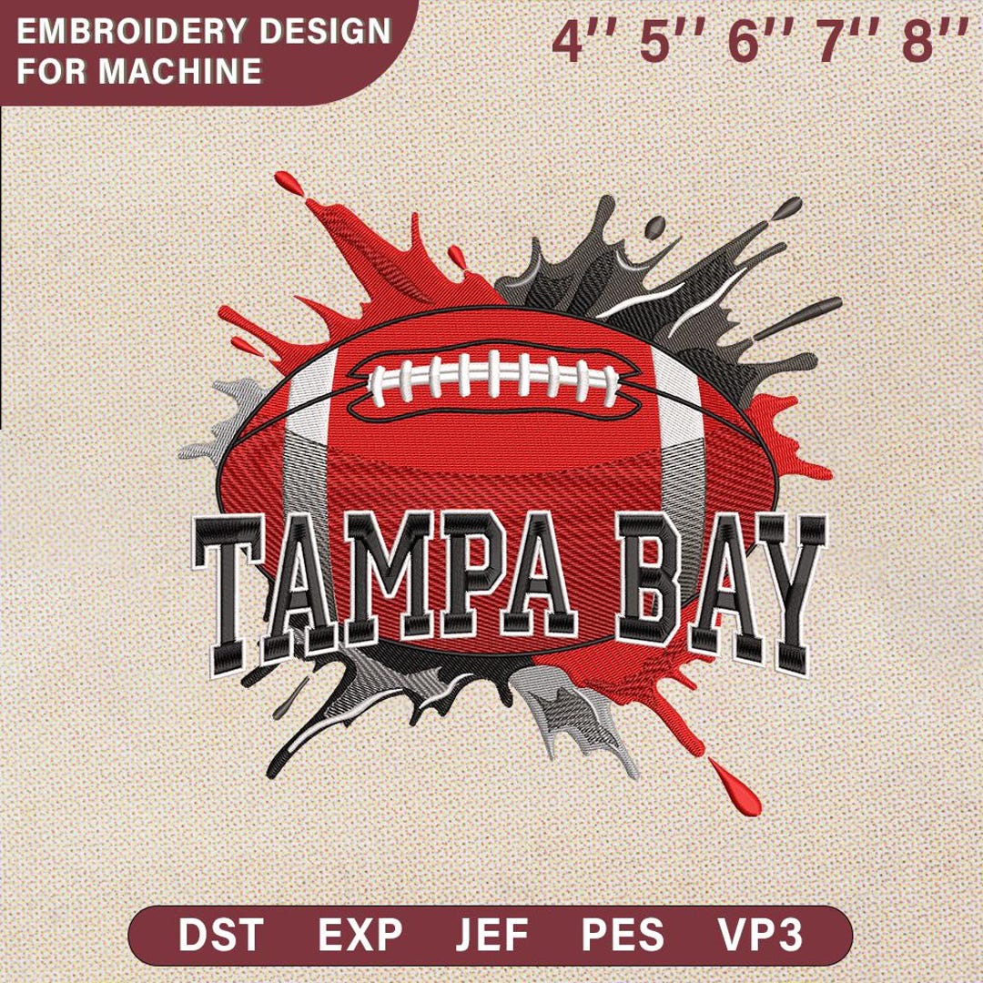 Tampa Bay Football Splat Embroidery Design, Sports Paint Splash Machine ...