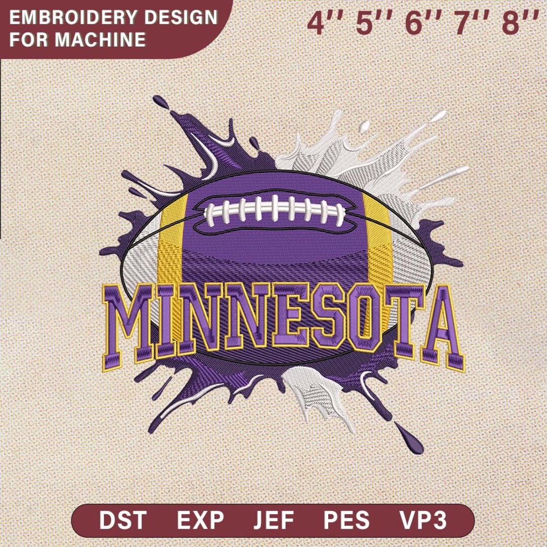 Minnesota Football Splat Embroidery Design, Sports Paint Splash Machine ...