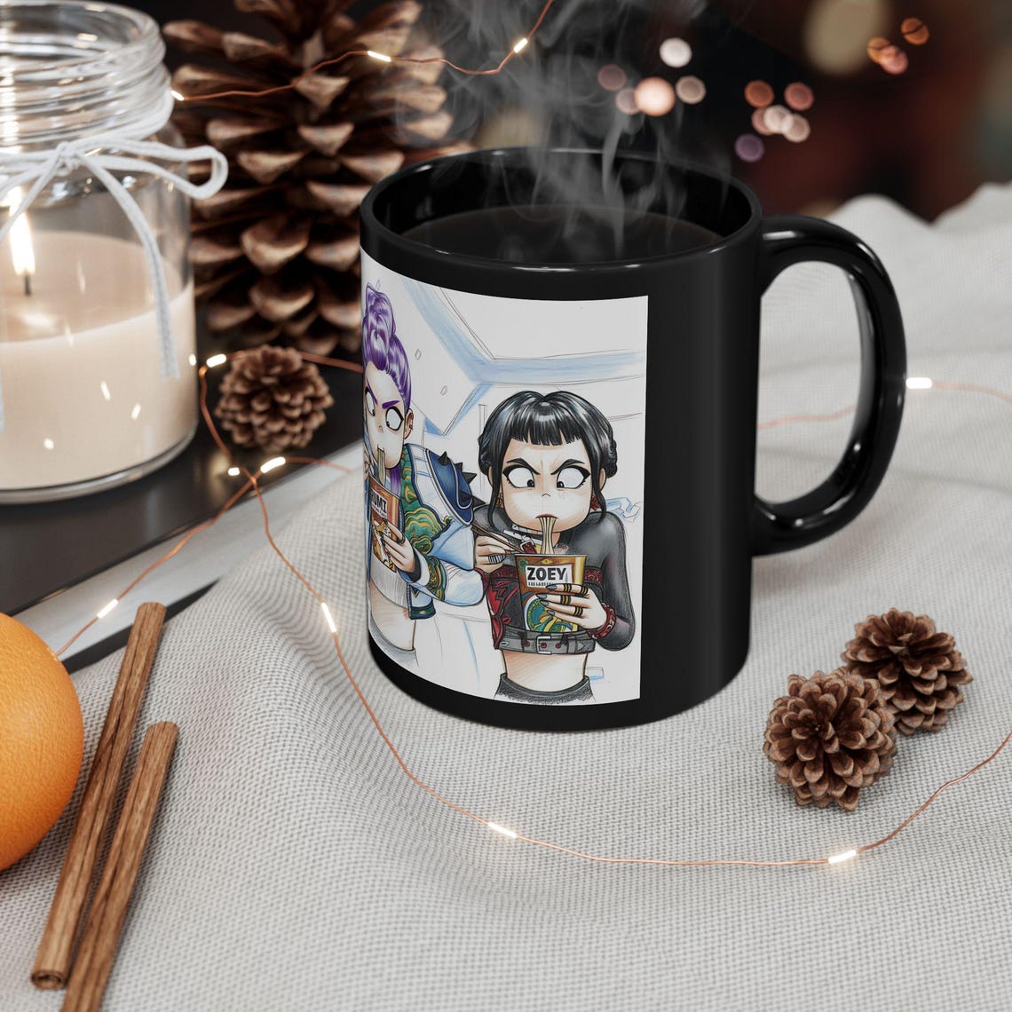 Kpop Demon Hunter Black Mug, Netflix Series Ceramic Cup With Rumi, Mira ...